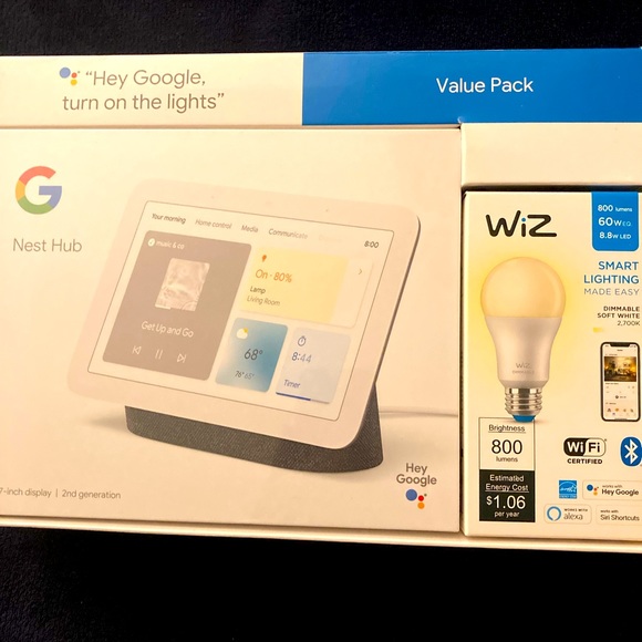 google | Other | Google Nest Hub 2nd Gen Nib With Smart Lighting Bulb ...